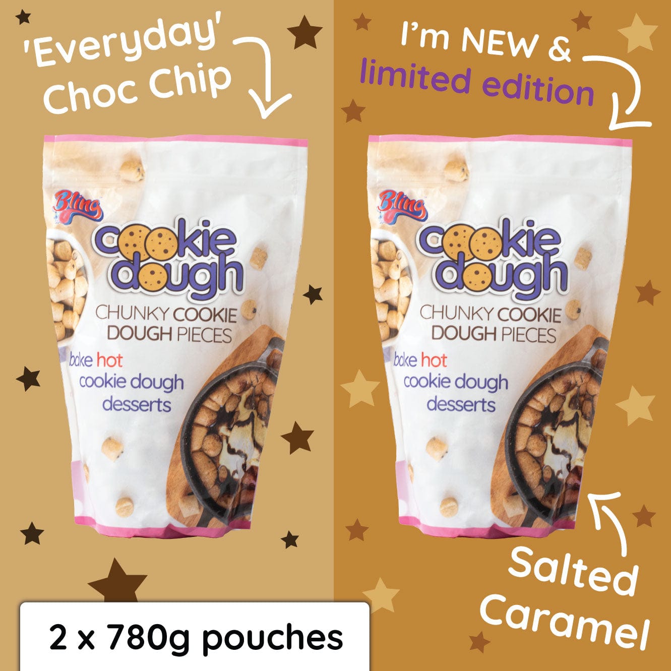 Cookie Dough Combi Pack - Choc Chip & Salted Caramel Bling Ingredients™